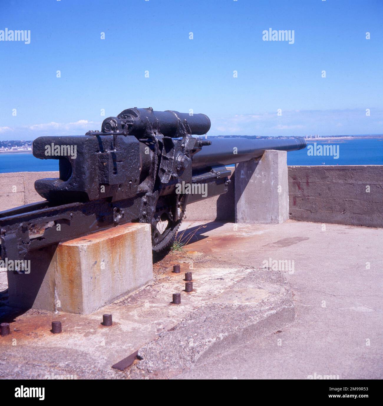 German WW2 gun - Noirmont Point, Jersey, Channel Islands Stock Photo ...