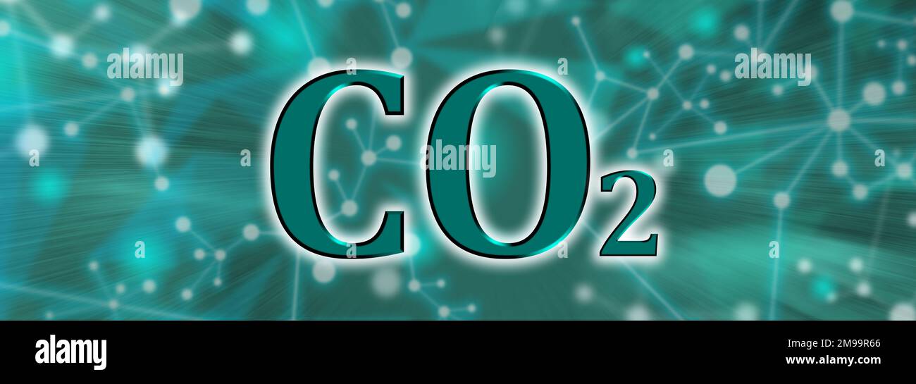 CO2 symbol. Carbon dioxide molecule on green network background Stock ...