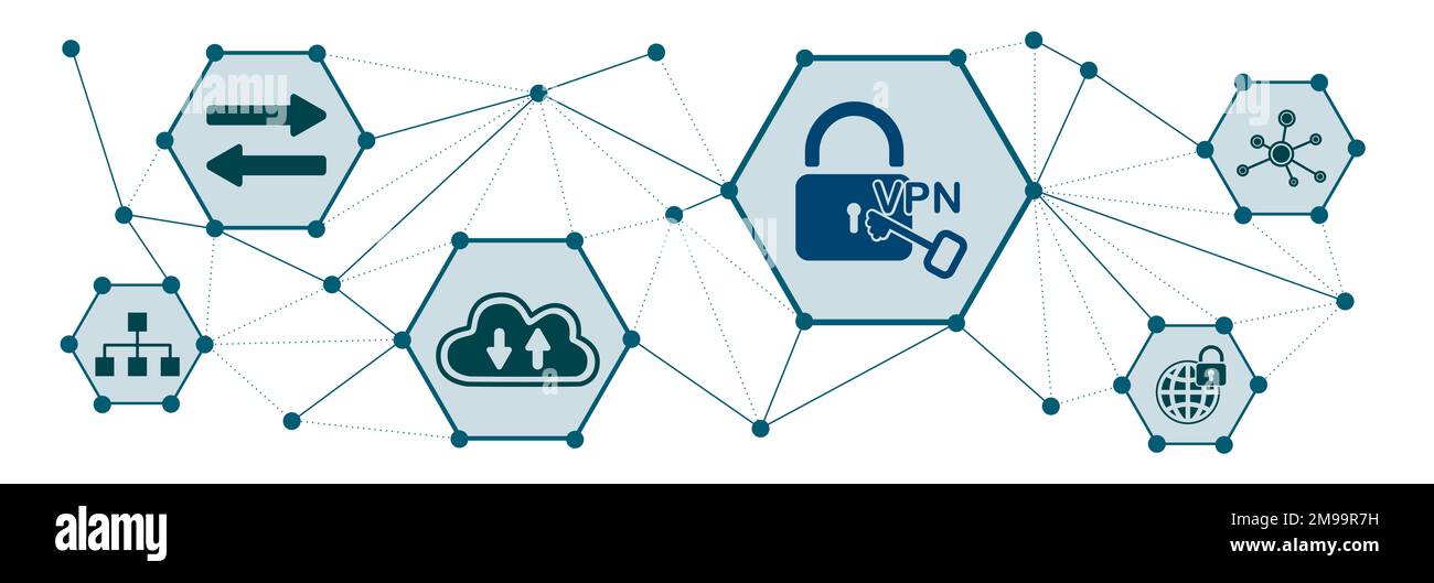 Concept of vpn with connected icons Stock Photo - Alamy