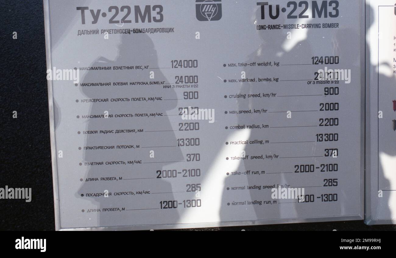 Farnborough 92 – Tupolev Tu-22M-3 placard Stock Photo - Alamy