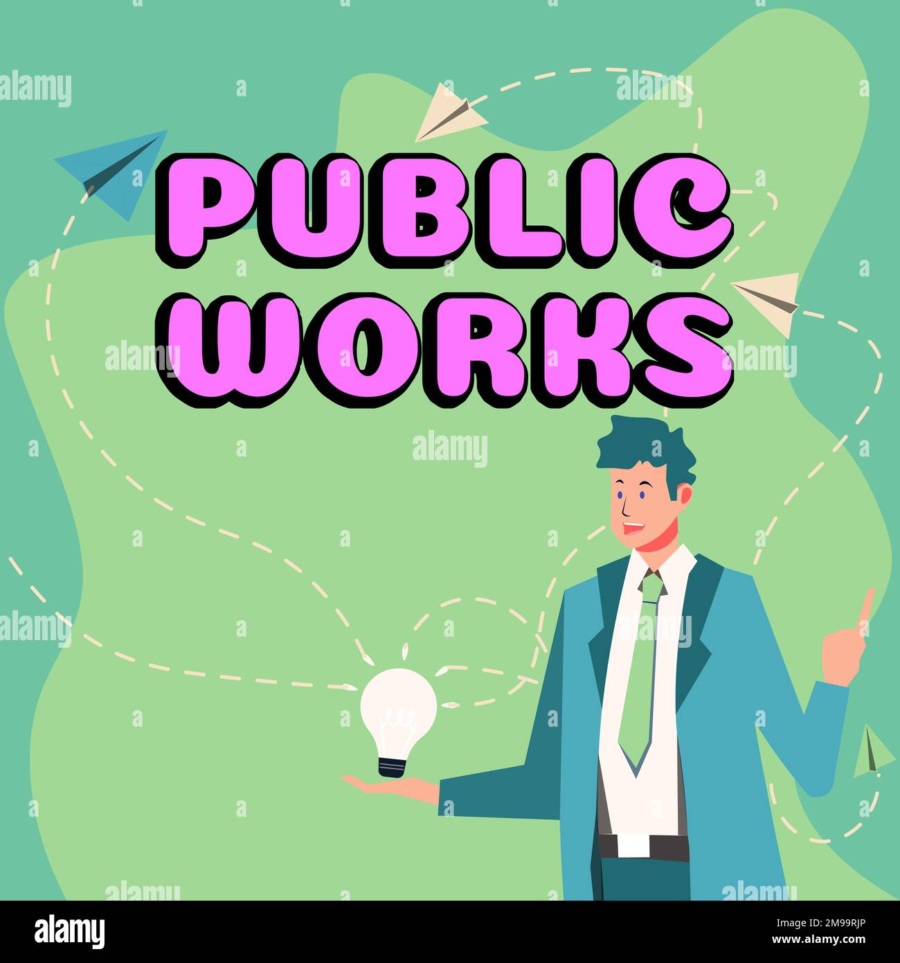 Text sign showing Public Works. Concept meaning Describes the viewing ...