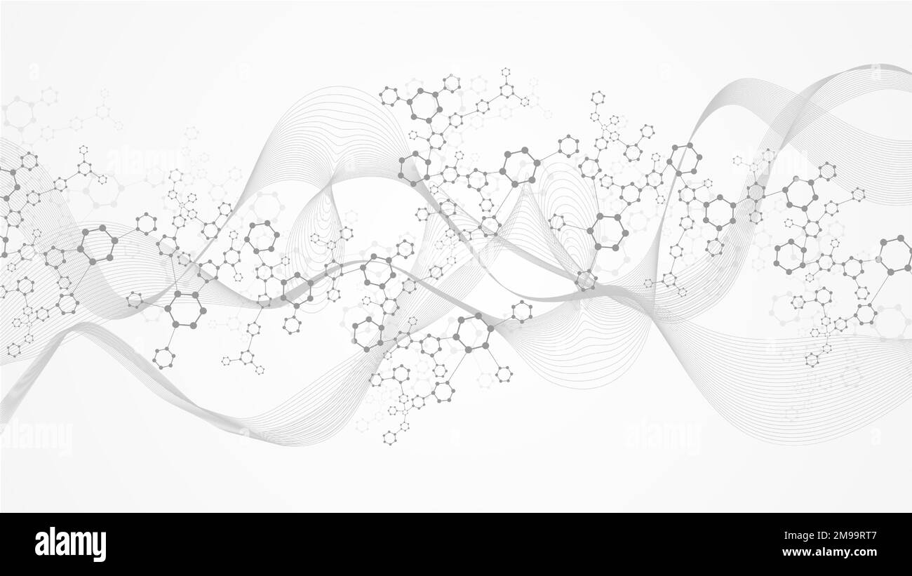 Modern Science Background With Lines Dots And Hexagons Wave Flow Abstract Background
