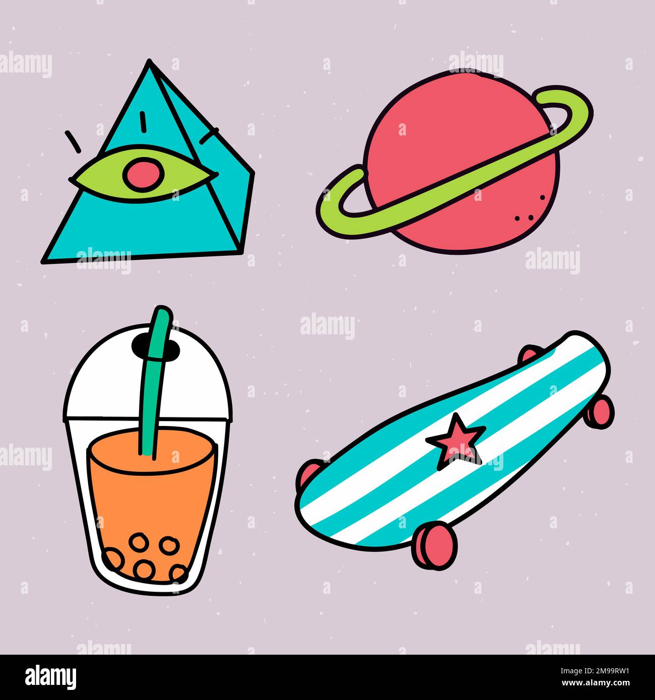 Creative and cool pop art stickers set vector Stock Vector Image & Art ...