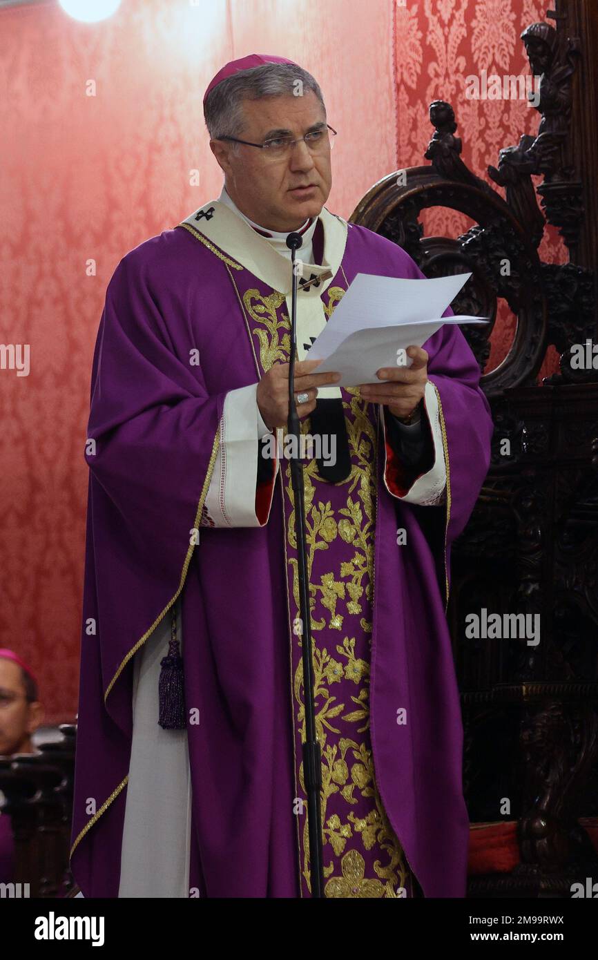 Palermo, Italy. 17th Jan, 2023. in the photo the bishop of Palermo ...