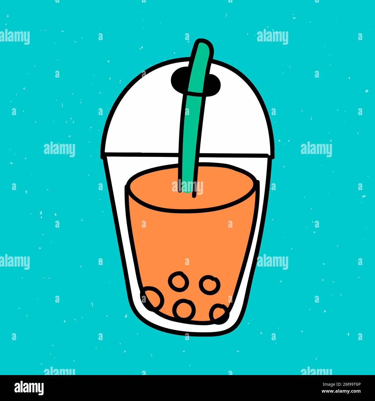 Bubble tea sticker illustrated on a blue background vector Stock Vector ...