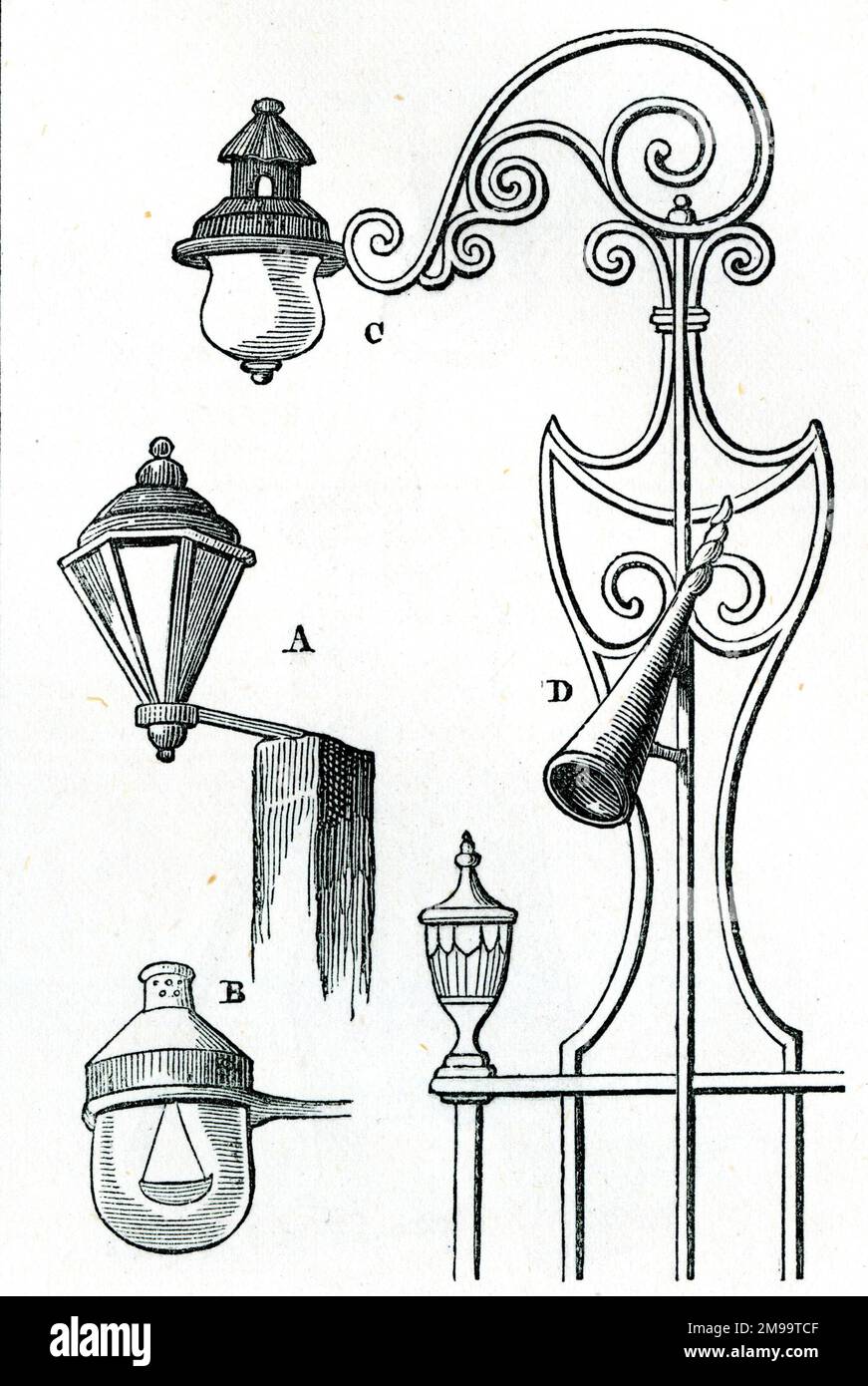 Old Fashioned Street Lamps Drawing