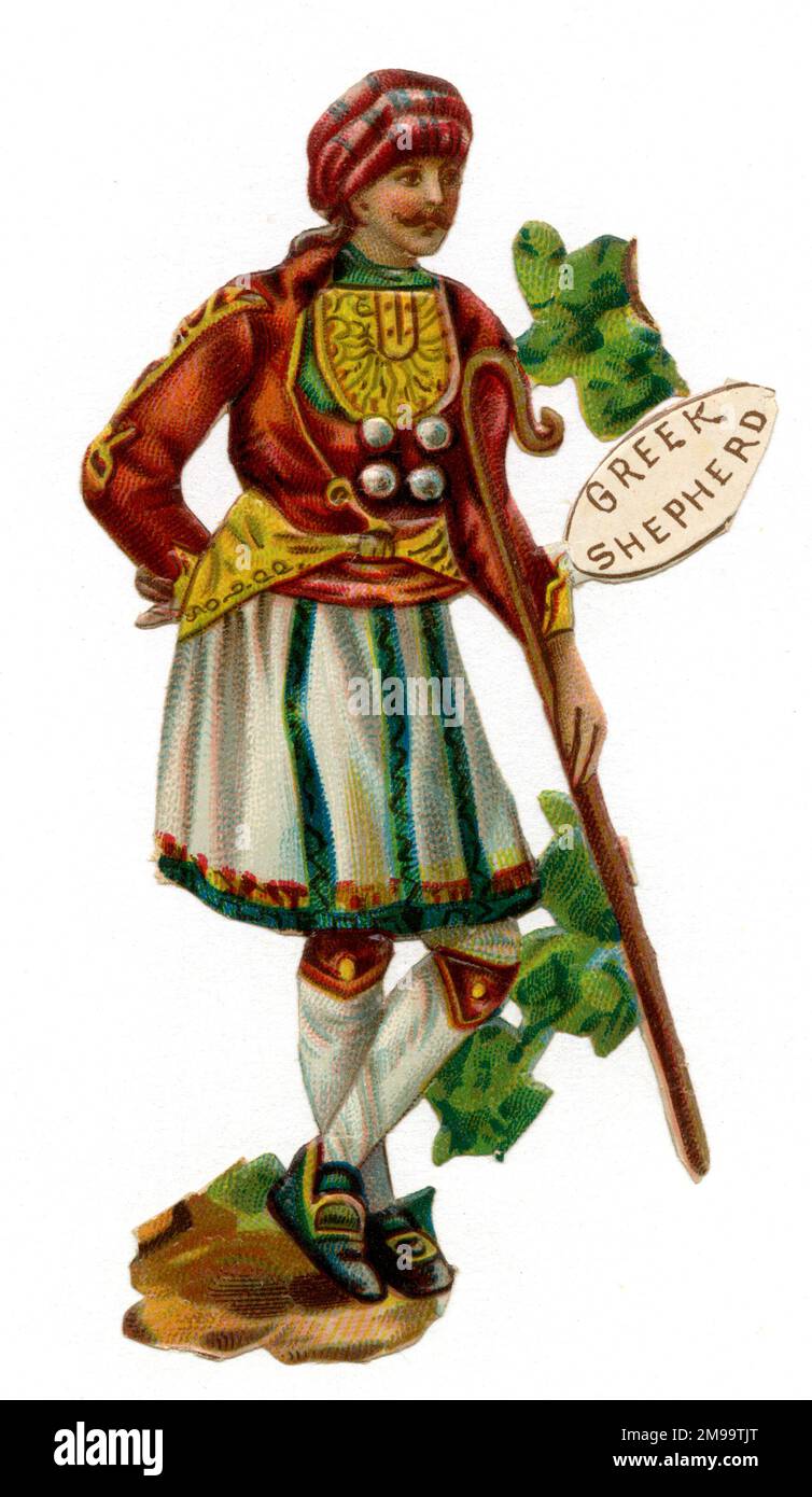 Victorian scrap, a Greek shepherd Stock Photo - Alamy
