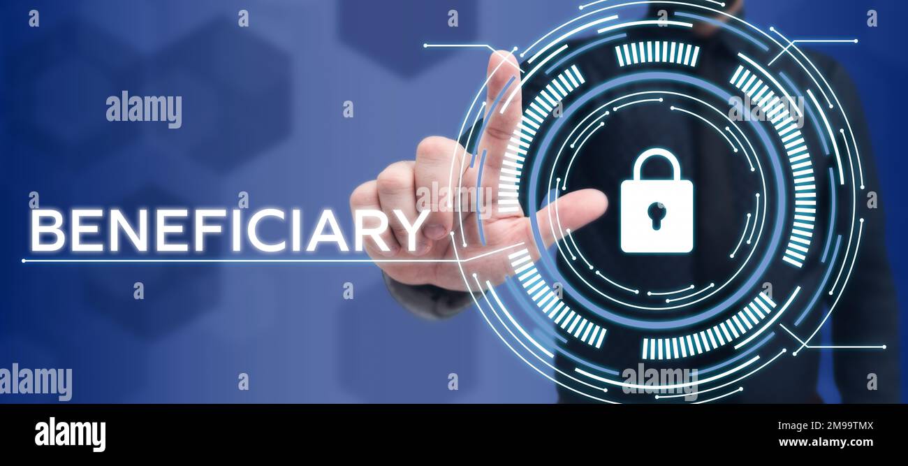 Conceptual caption Beneficiary, Business concept a person or thing that receives help or an ...