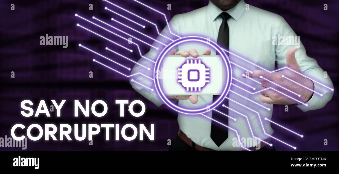 Text showing inspiration Say No To Corruption, Business overview ...