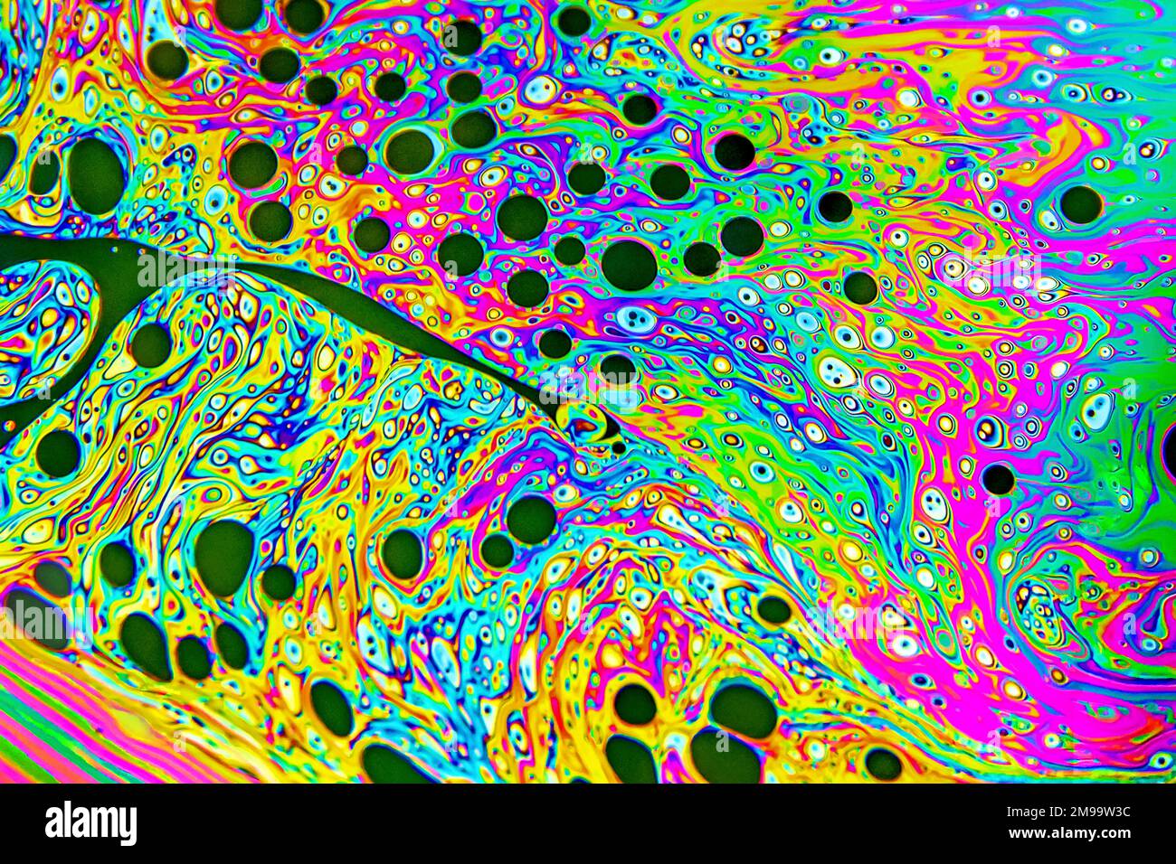 Amazing inflorescent colors are created by the light on a soap bubble ...