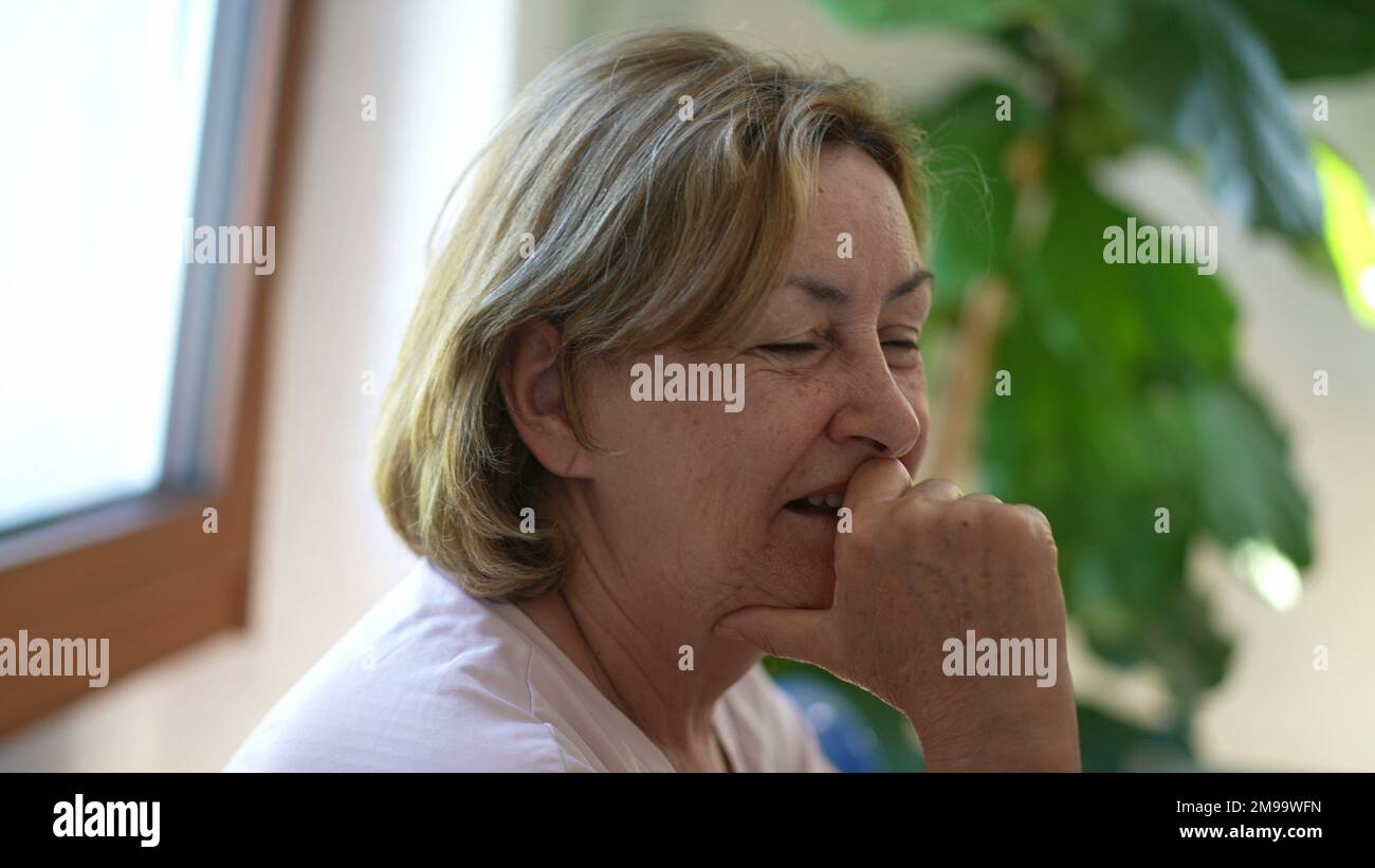 Older woman laughing and smiling. Real life senior lady laugh and smile ...
