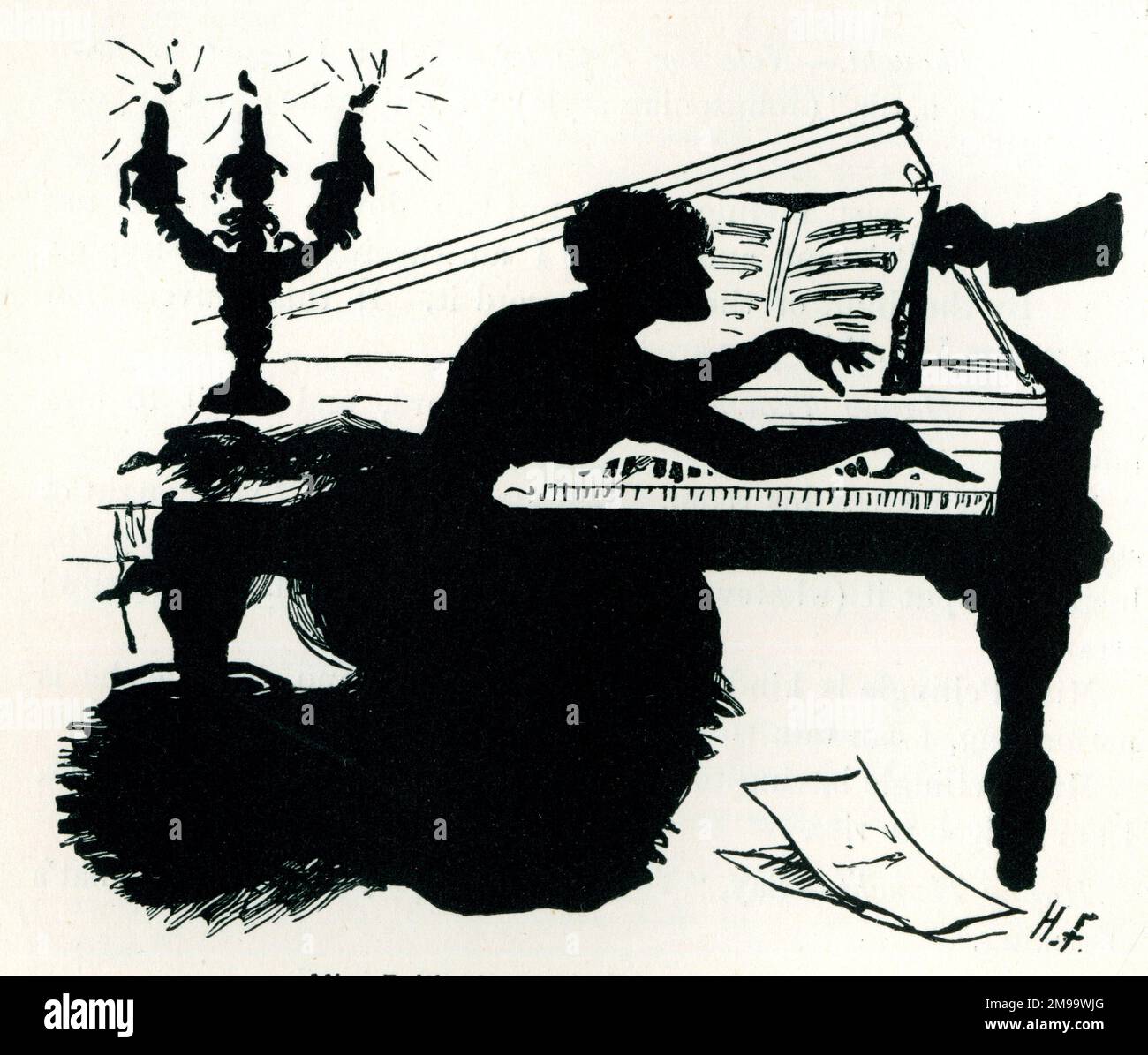 Silhouette, Playing Rousseau's Dream on Piano Stock Photo - Alamy