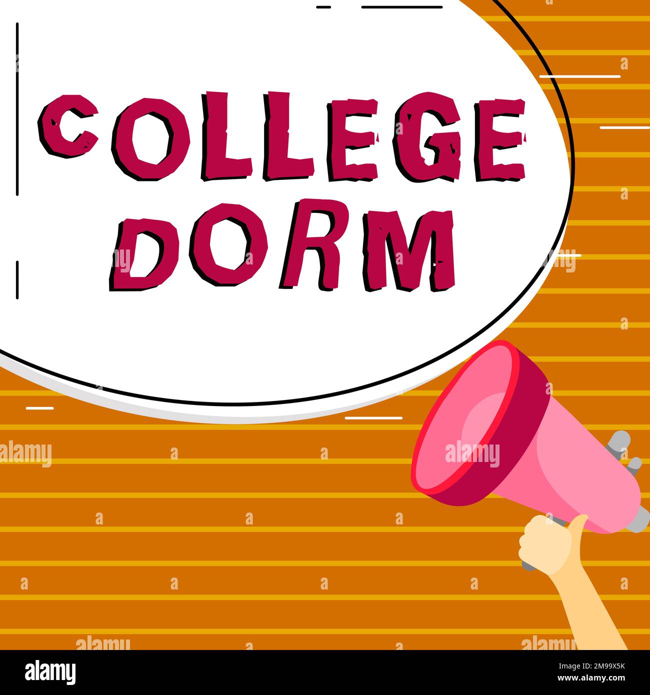 Sign displaying College Dorm. Word for residence hall providing rooms ...
