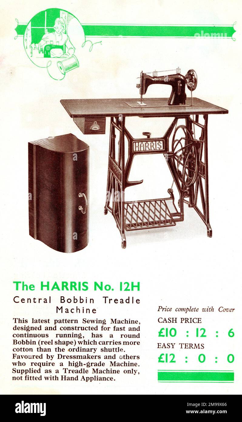 Harris Sewing Machine, Central Bobbin Treadle Machine, Model No.12H ...