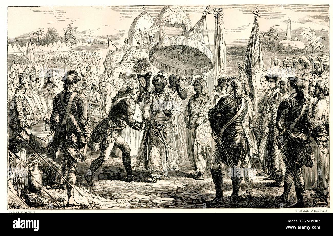 Meeting of Lord Clive with Mir Jafar after the Battle of Plassey ...