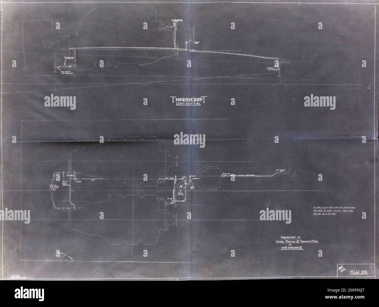 Arrangement of water piping and draining pipes. Annotated diagram, with ...