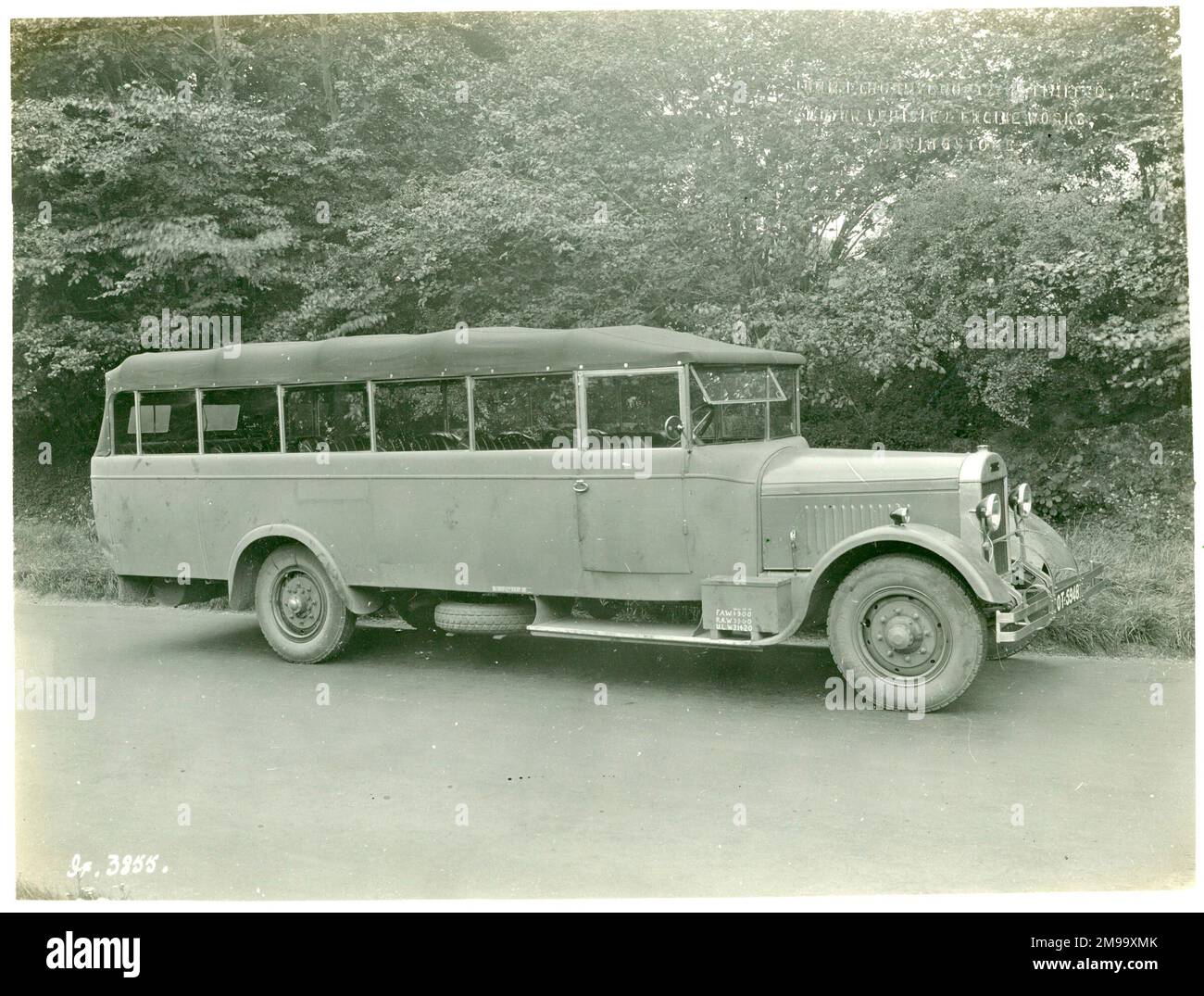 Open-top single-decker bus, A6 Wadham Stock Photo - Alamy