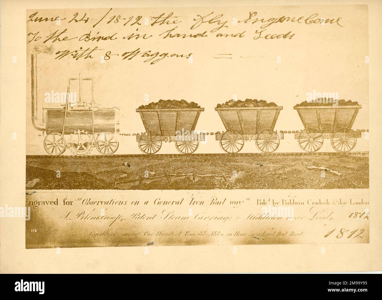 Blenkinsopp's Patent Steam Carriage, fly engine with eight wagons ...