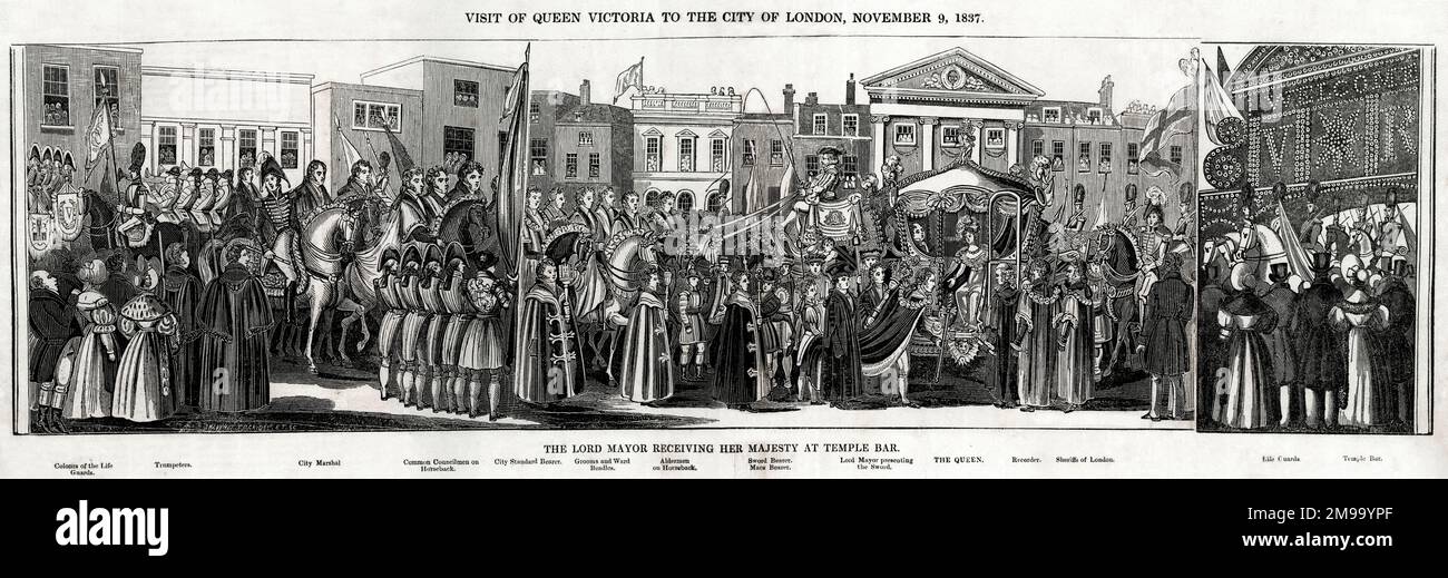 The Lord Mayor of London receiving Queen Victoria at Temple Bar, 9 ...