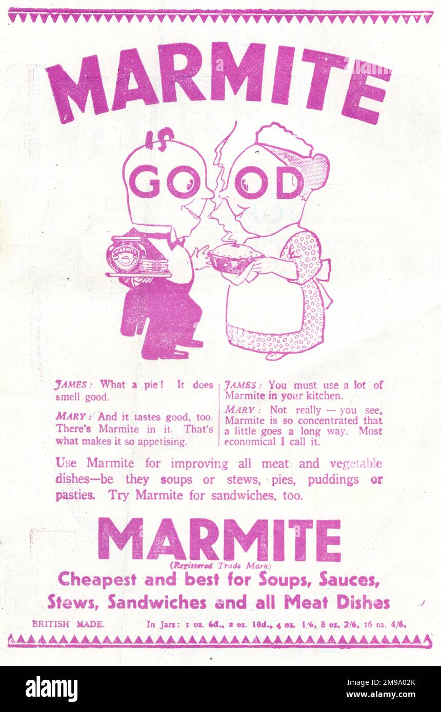 Marmite advert from theatre programme 1933 Stock Photo - Alamy