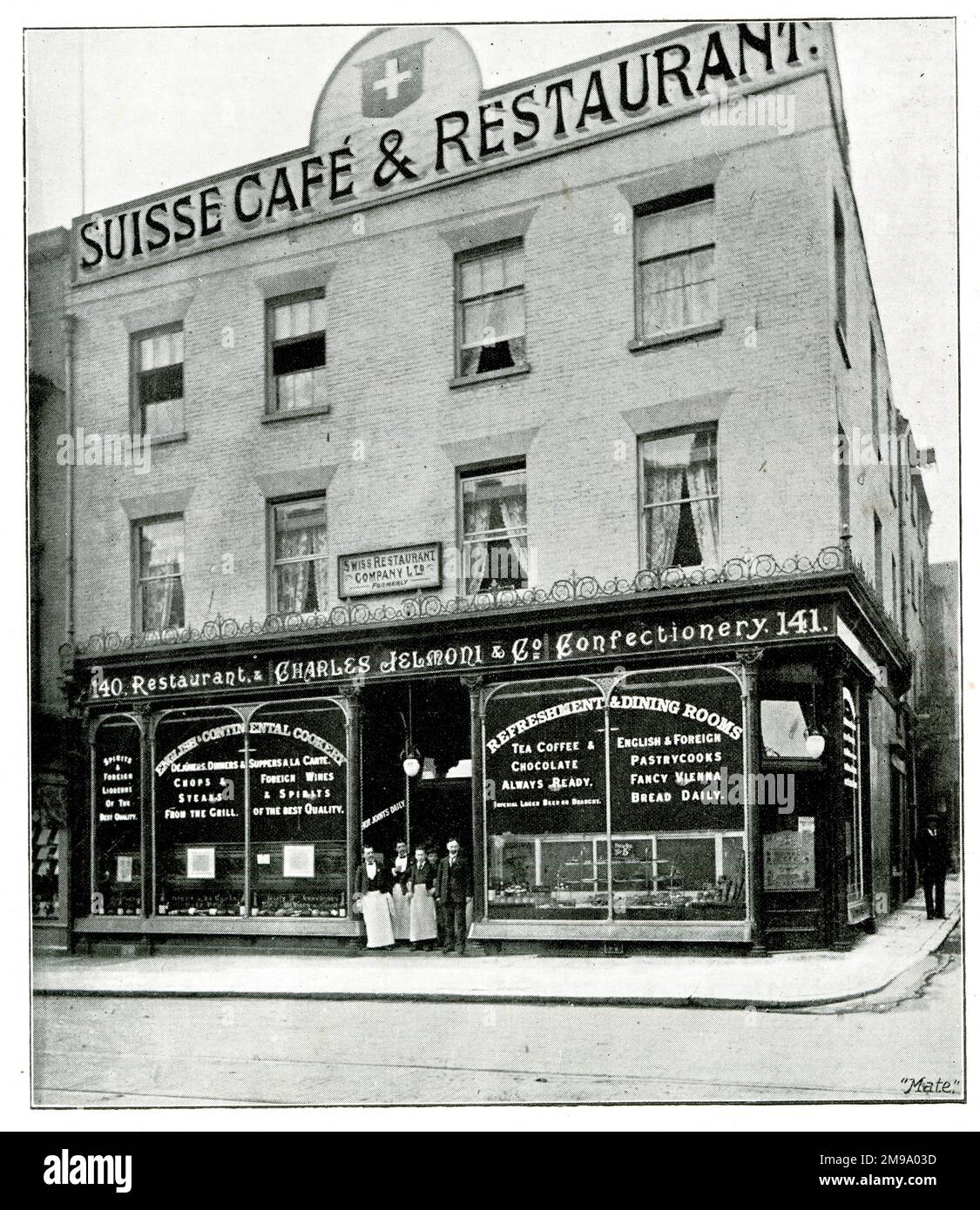 Suisse Cafe & Restaurant, High Street, Southampton. Date: 1905 Stock ...