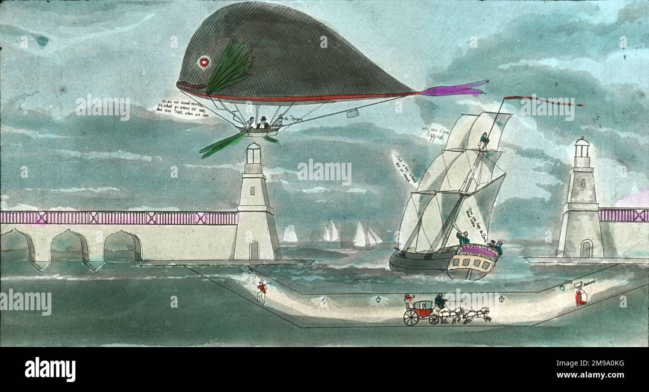 Pauly and Egg's dolphin, or fish-formed Balloon, over sea Stock Photo ...