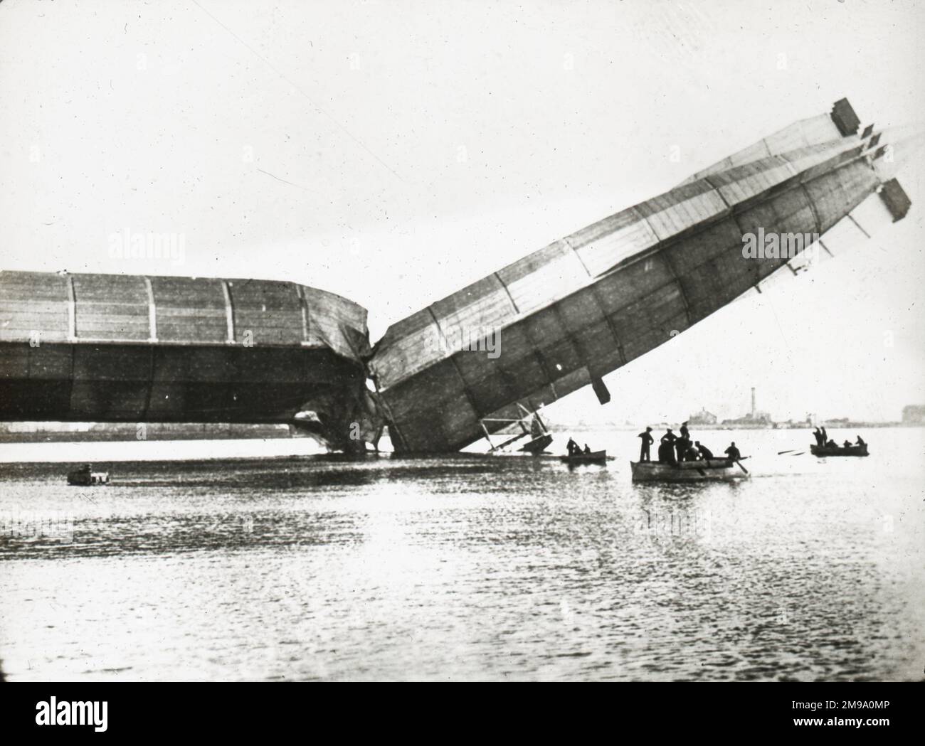 The Naval Rigid Airship HMA No 1 'Mayfly' with her back broken after ...