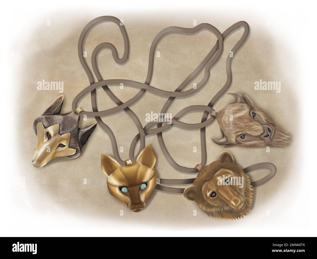 Amulet totems made by primitive tribes from bones, claws and the teeth ...