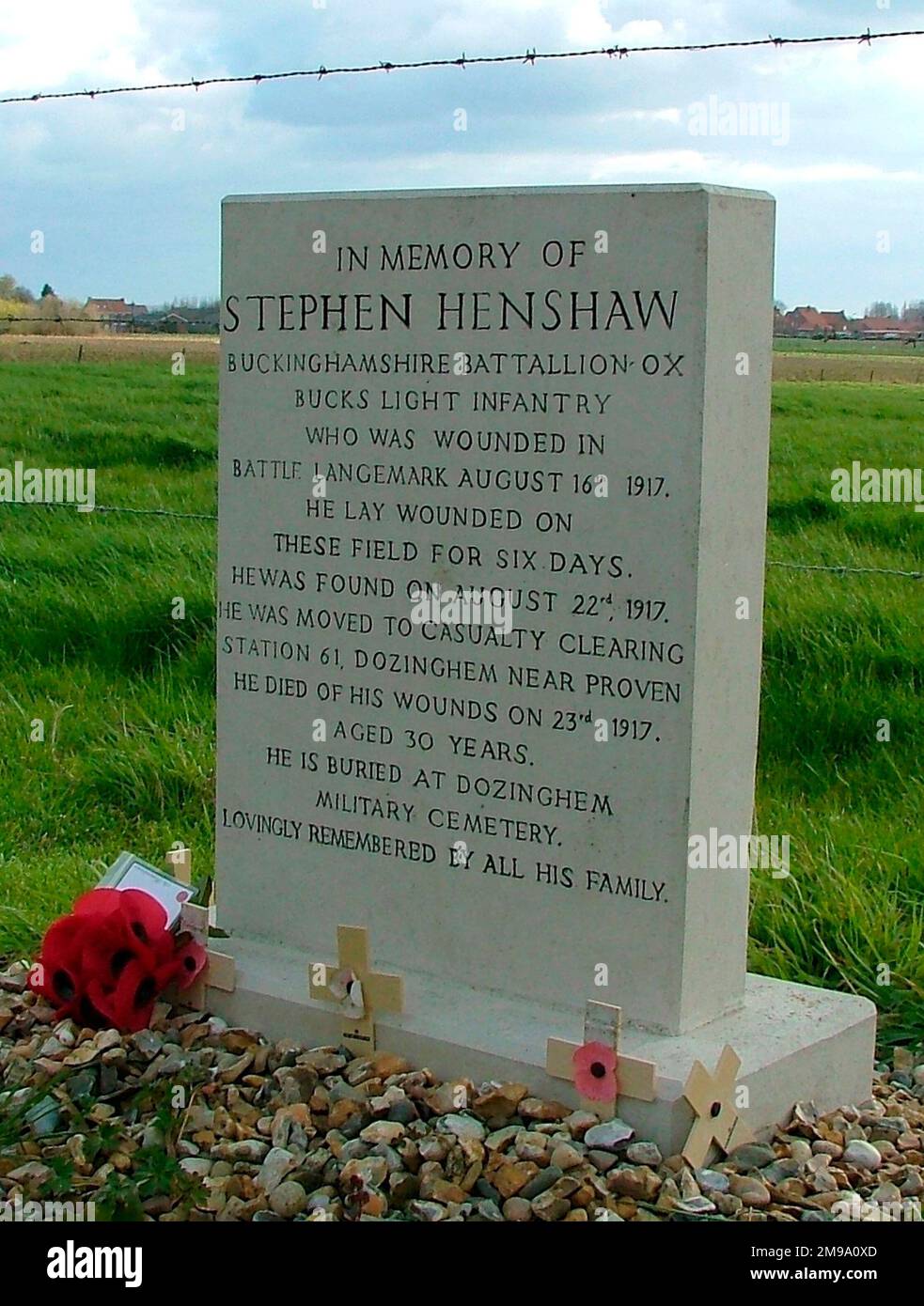 Memorial to Pte Henshaw, Springfield Farm, Vancouver Corner Stock Photo ...