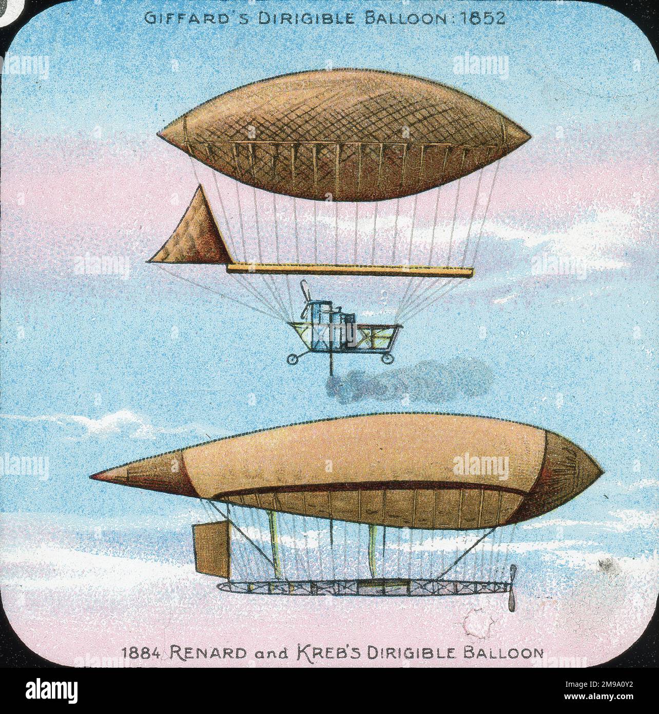 1884 Renard and Kreb's dirigible balloon, Giffard's dirigible balloon ...