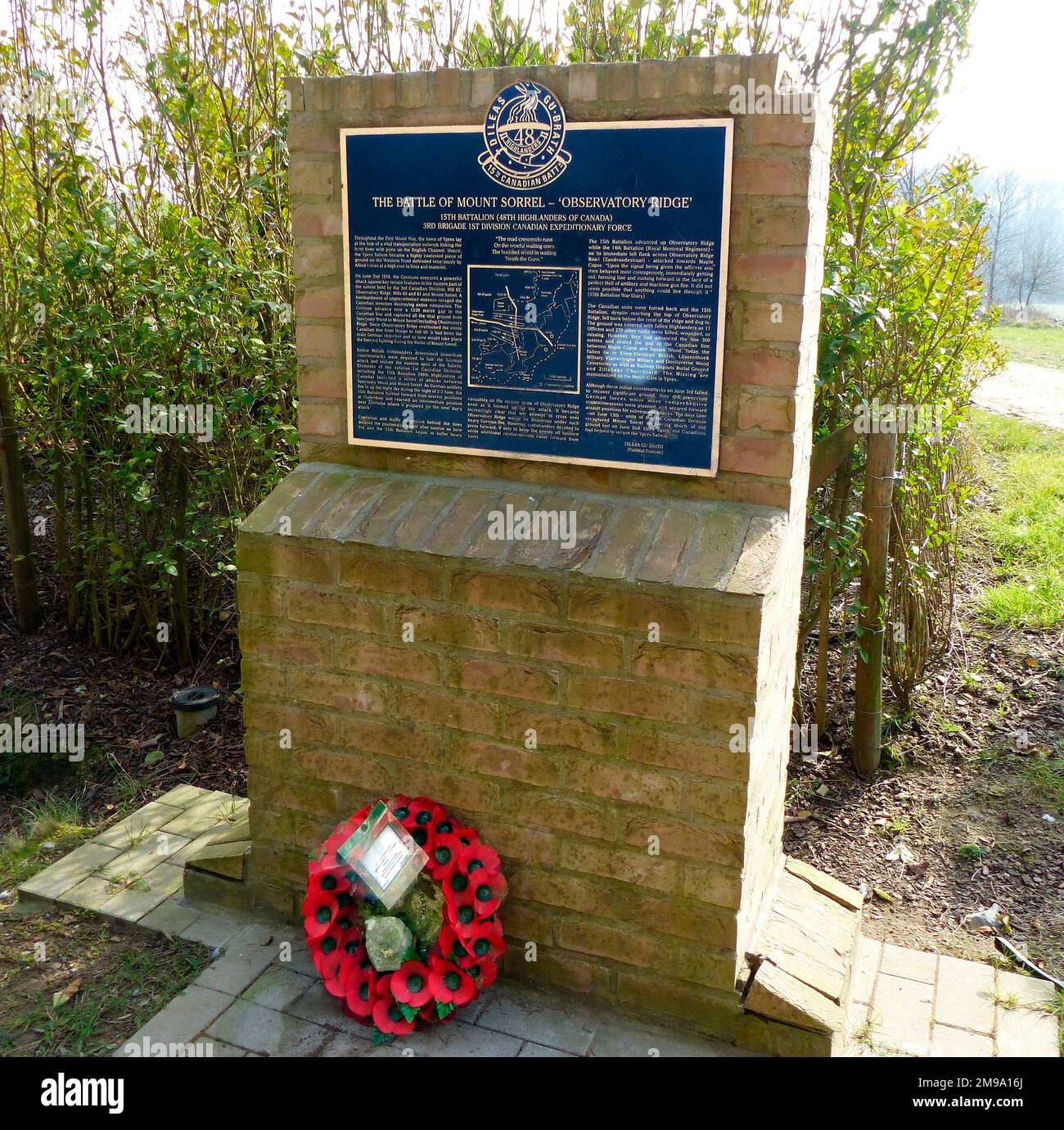 15th Bn, Can 48th Highlanders Memorial, Battle of Mount Sorrel Stock ...