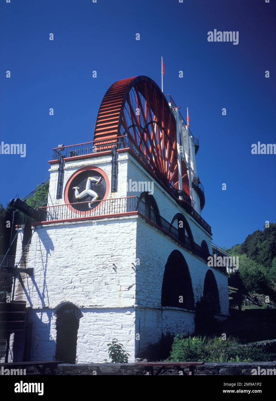 Isle of Man, Laxey , large waterwheel "The Laxey Wheel" also known as ...