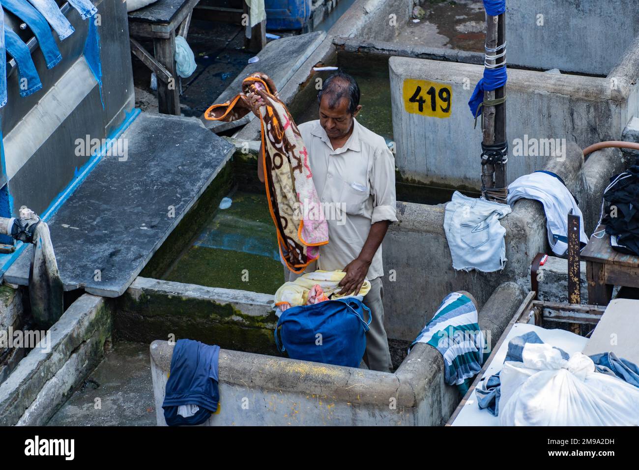December 31th, 2022, Incredible view of the Dhobi Ghat in Mumbai, the ...