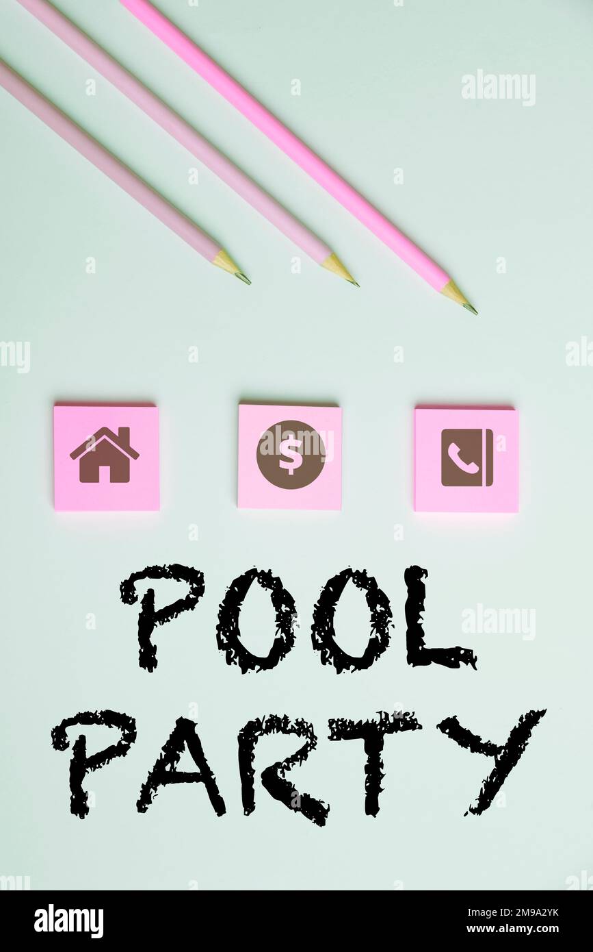 Conceptual display Pool Party, Internet Concept celebration that ...