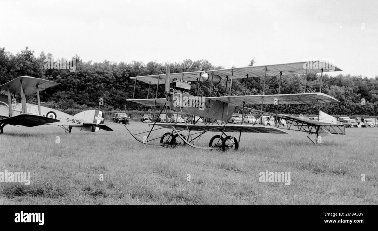 Roe IV Triplane replica G-ARSG at Old Warden in company with Bristol F ...