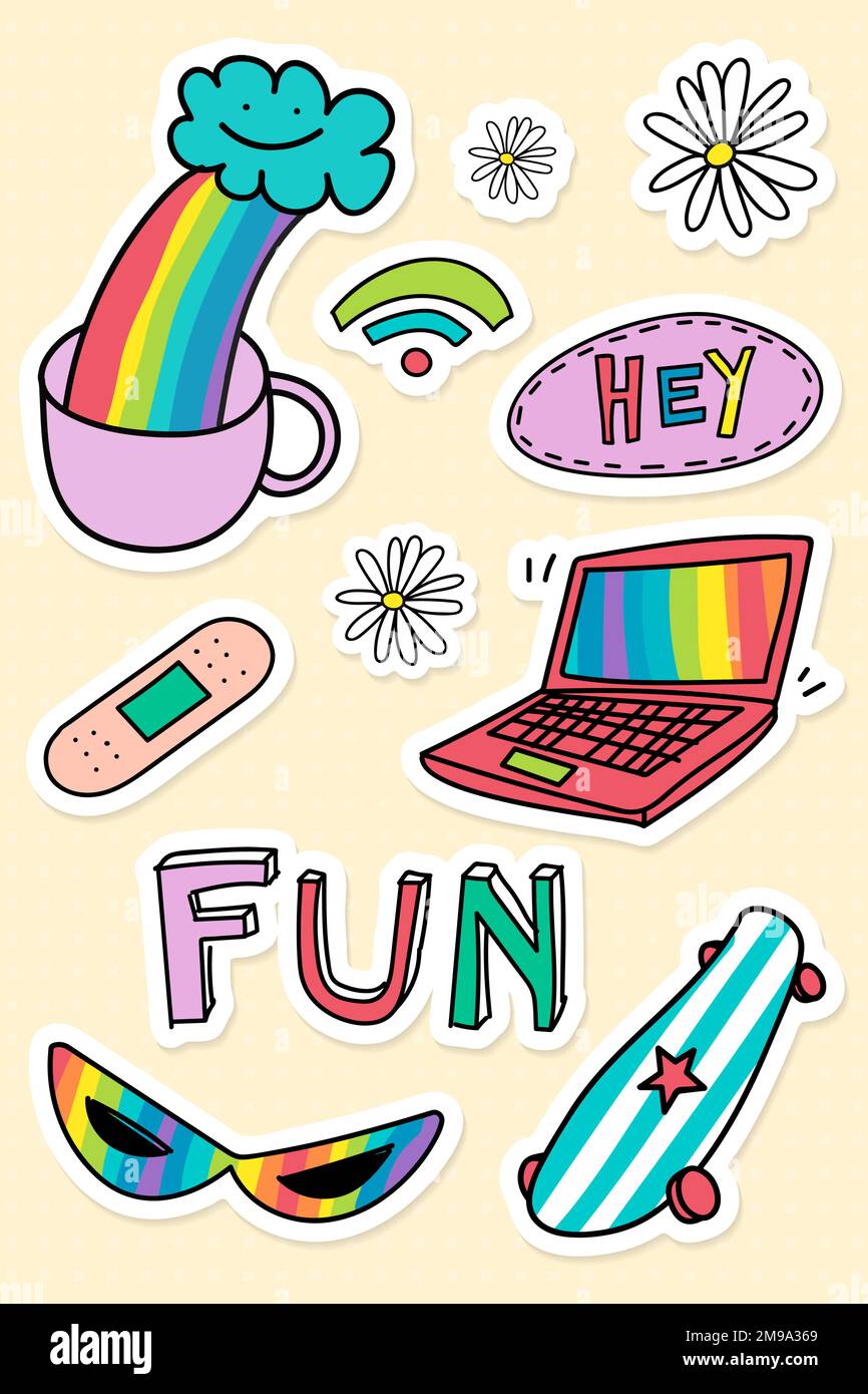 Creative cool pop art sticker collection vector Stock Vector Image ...