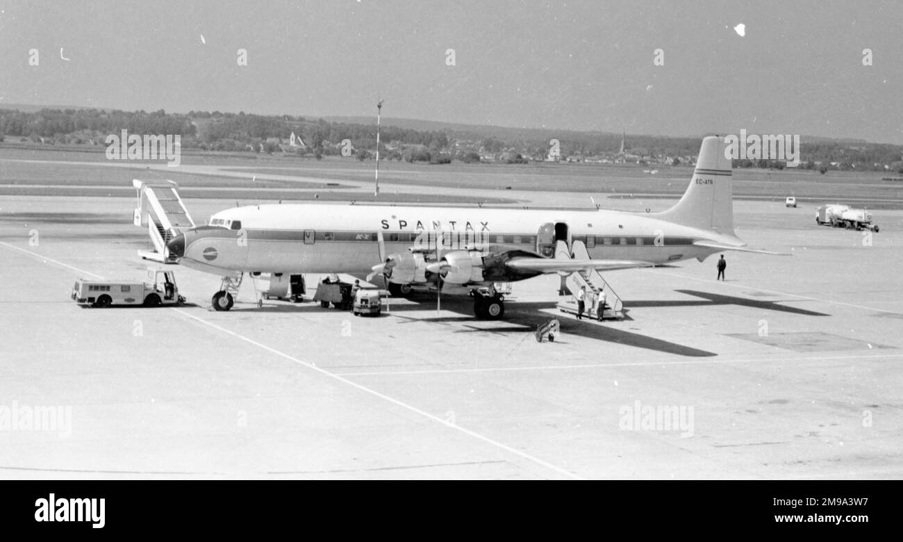 Douglas DC-7C EC-ATR of Spantax at Basle Stock Photo - Alamy