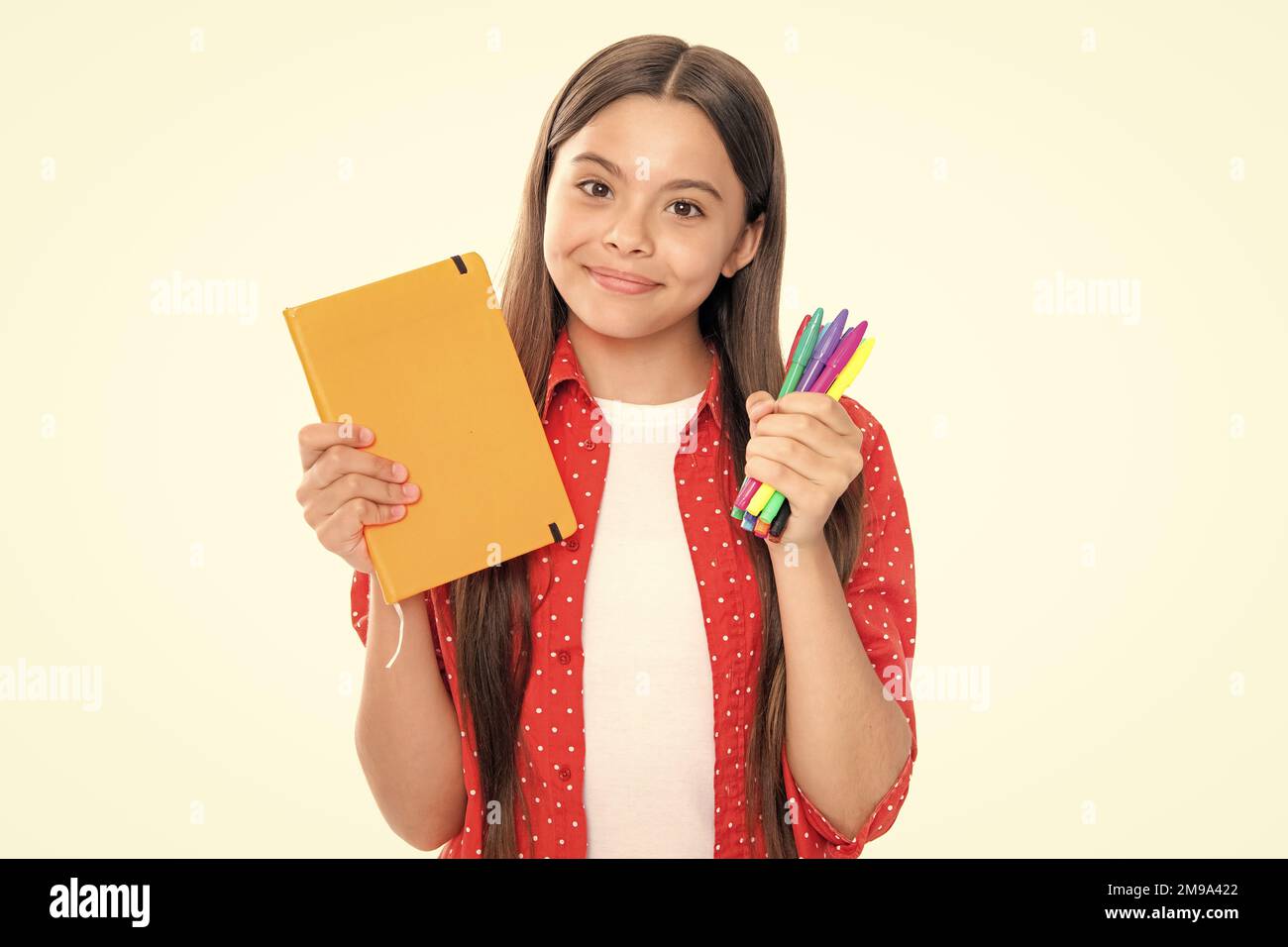 Teenager school girl study with books. Learning knowledge and kids ...