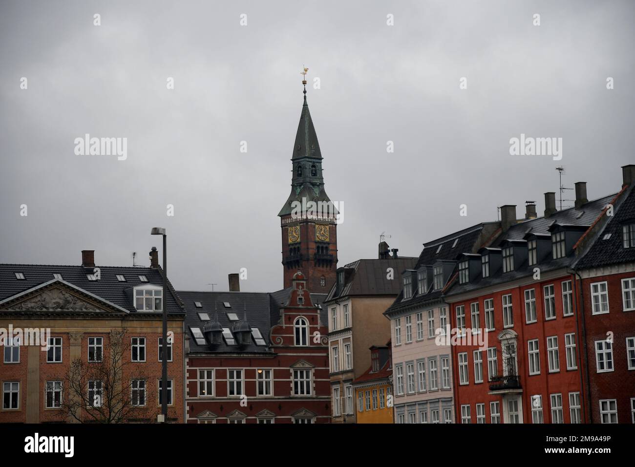 Copenhagen/Denmark/17 January 2023/View of Copenhagen town hall tower ...