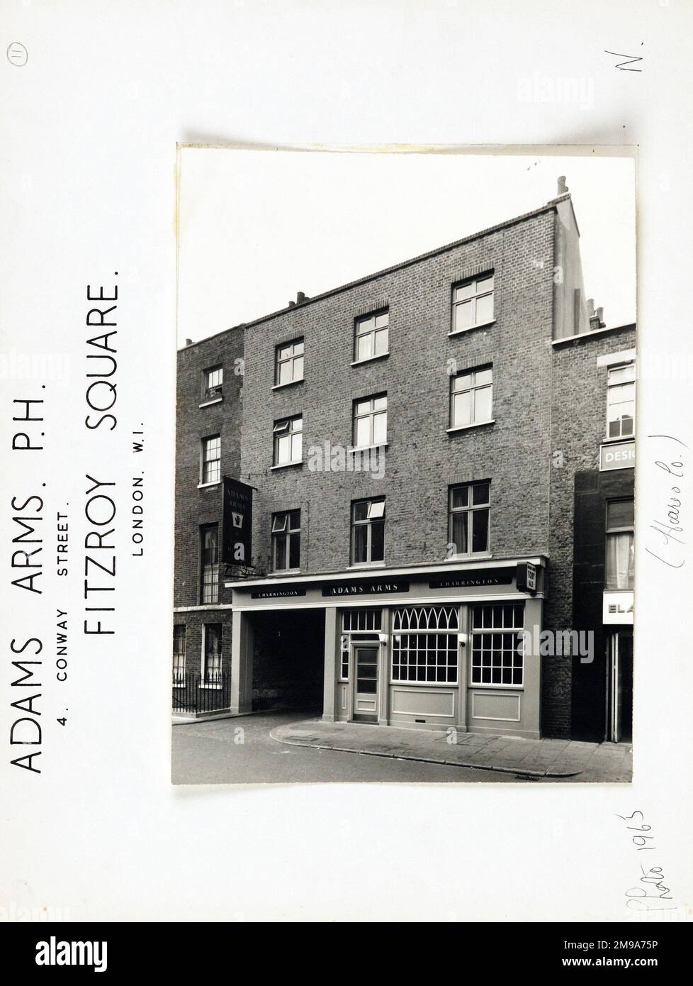 Photograph of Adams Arms, Fitzroy Square, London. The main side of the ...