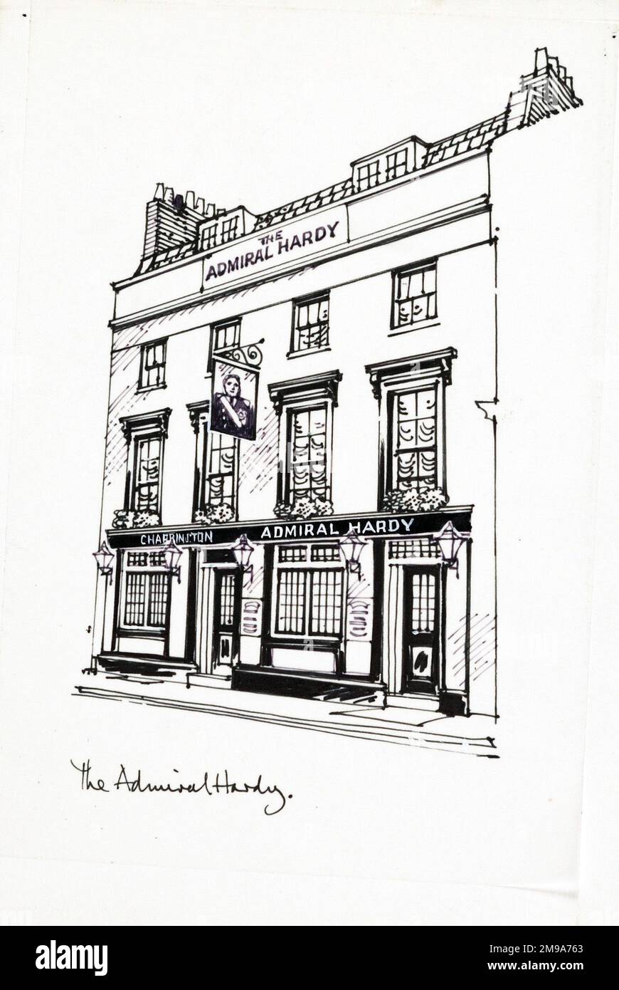 Sketch of Admiral Hardy PH, Greenwich, London. The main side of the ...