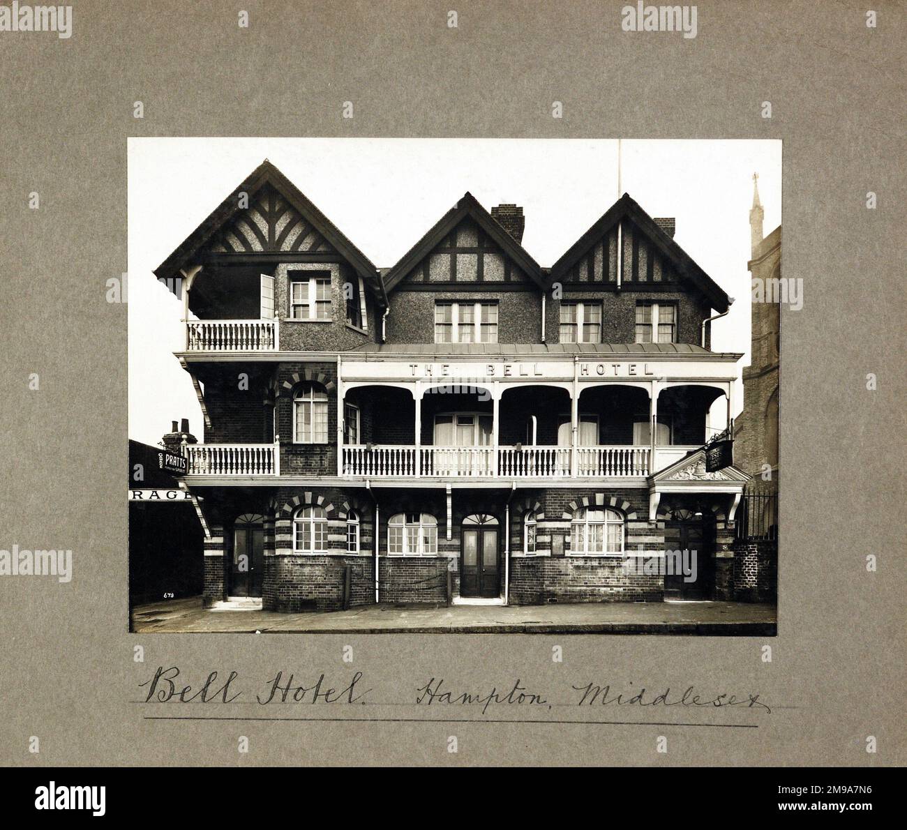 Photograph of Bell Hotel, Hampton, London. The main side of the print ...