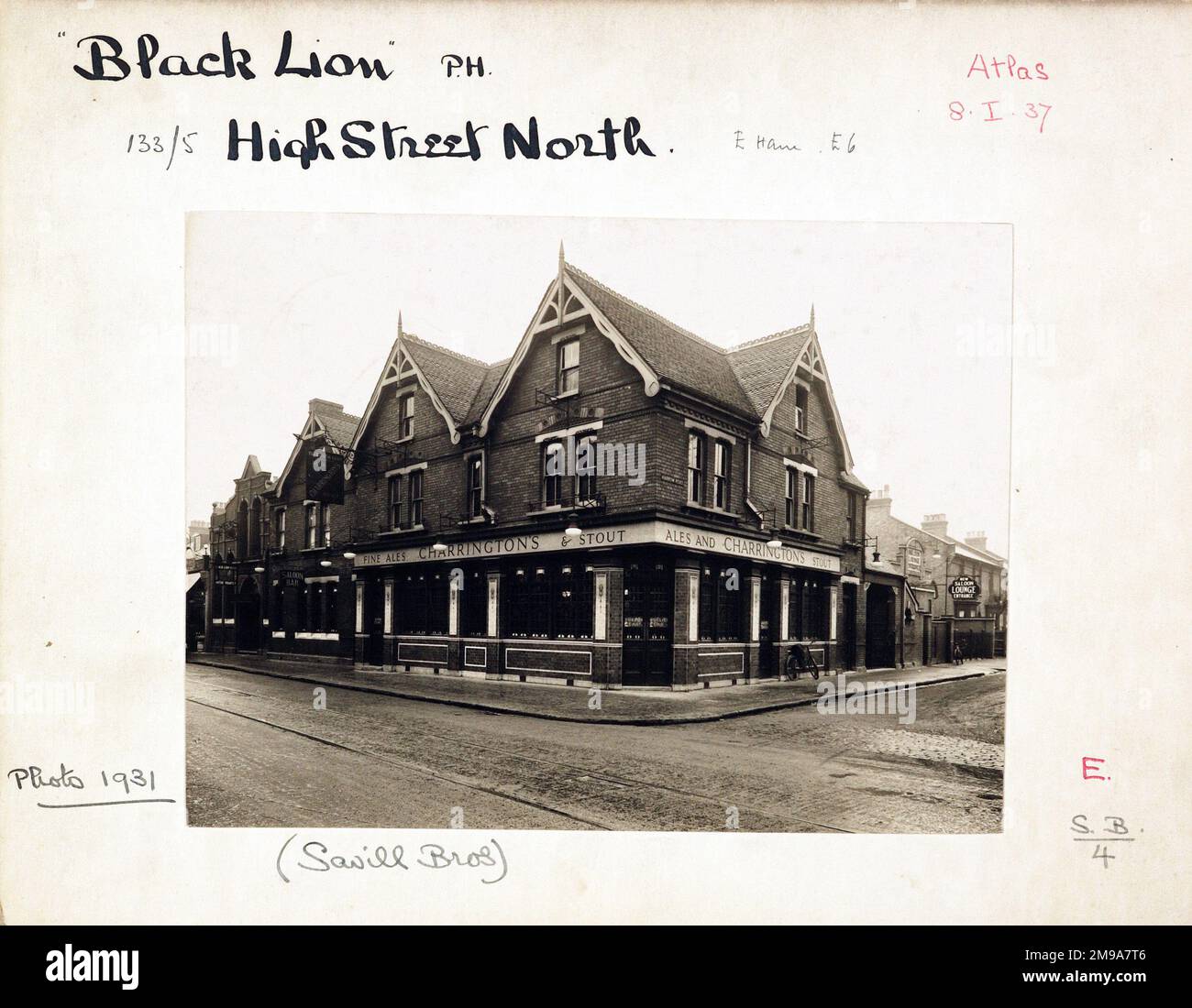 Photograph of Black Lion PH, East Ham, London. The main side of the ...