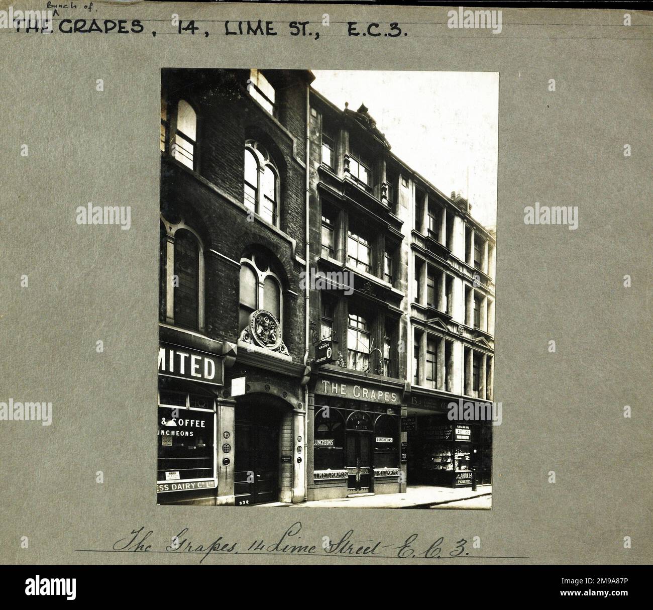 Photograph of Bunch Of Grapes PH, City, London. The main side of the ...