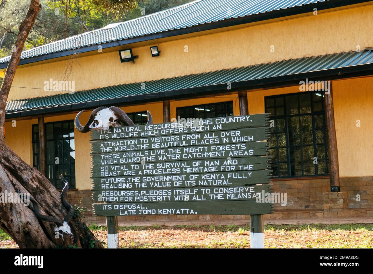 Sign board at the entrance of Marsabit National Park, Kenya Stock Photo ...