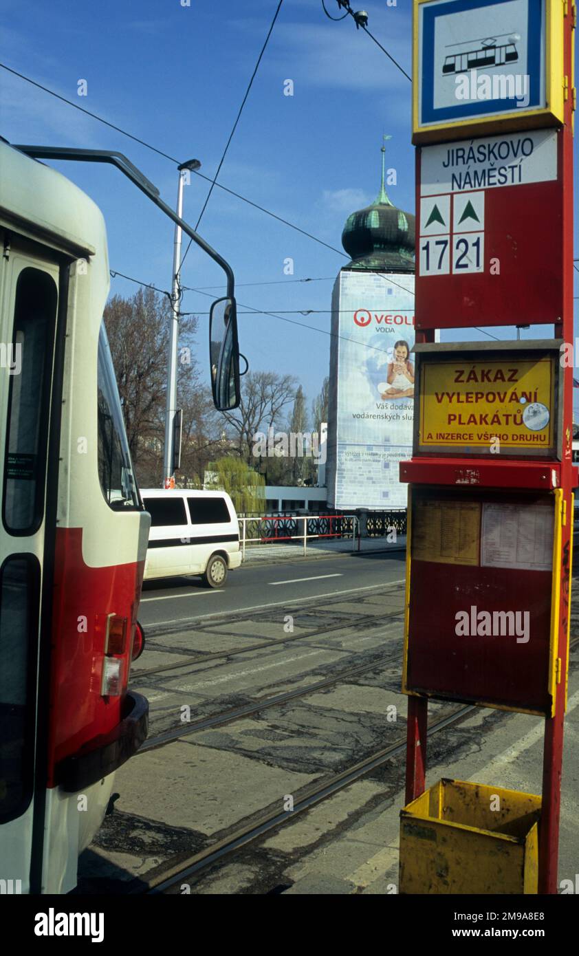 Czech Republic, Prague, city tram, passenger stop Stock Photo - Alamy