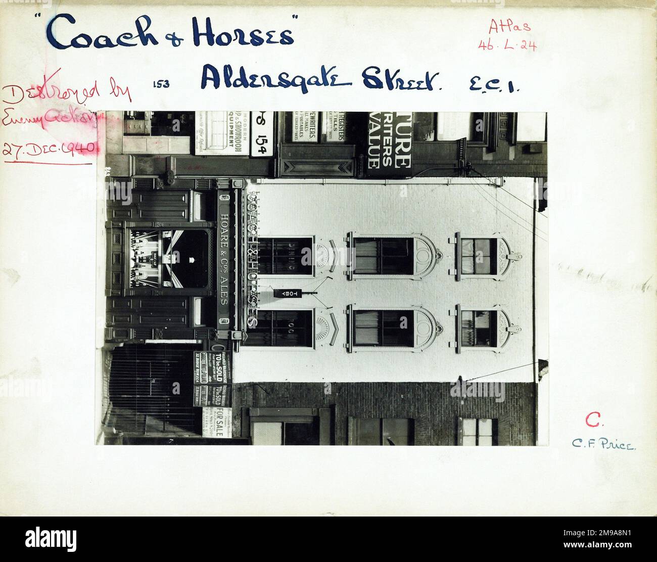 Photograph of Coach & Horses PH, Barbican, London. The main side of the ...