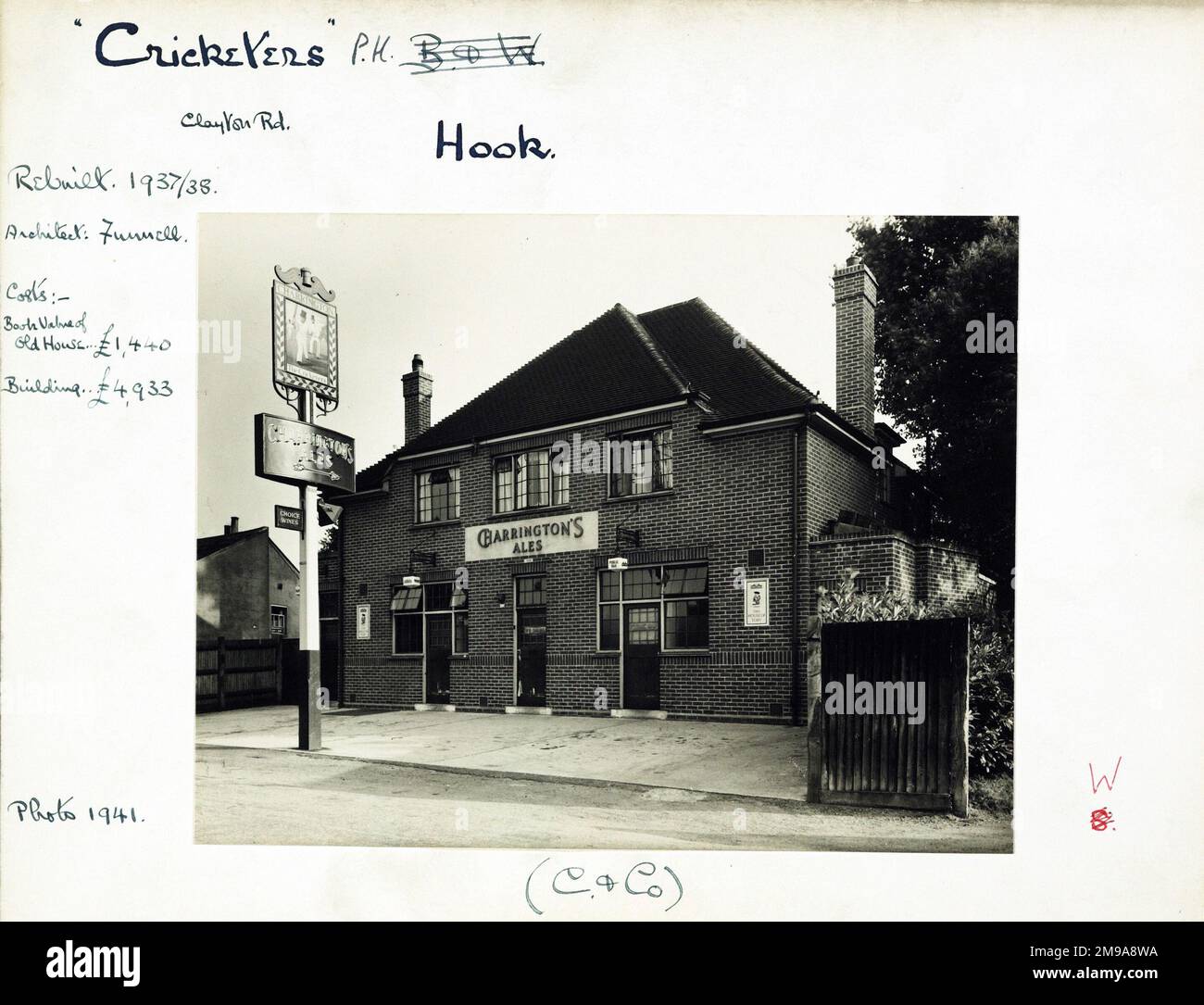Photograph of Cricketers PH, Hook, Surrey. The main side of the print ...