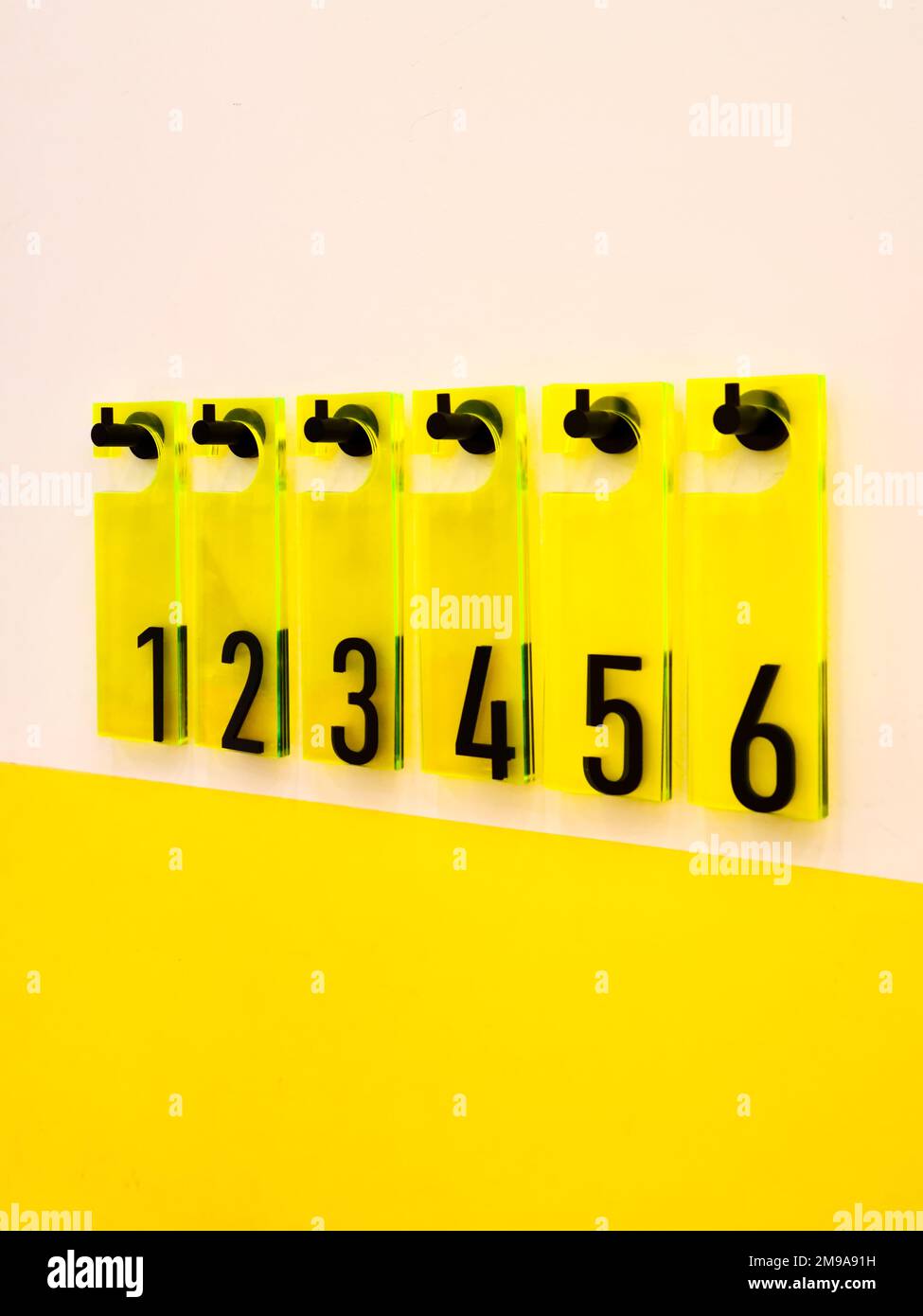Black numbers one, two, three, four, five, six on yellow transparent ...