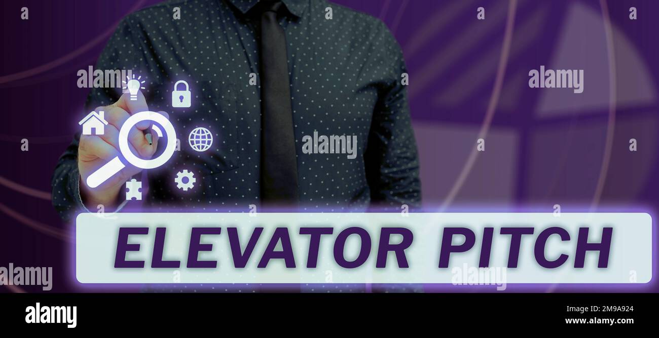 Text caption presenting Elevator Pitch, Business overview A persuasive ...